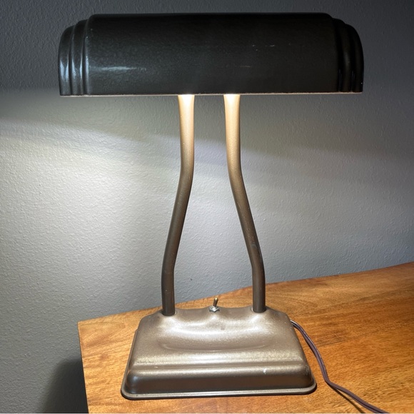 Other | Vintage 15 Metal Bankers Desk Lamp 194s Art Deco Industrial ...